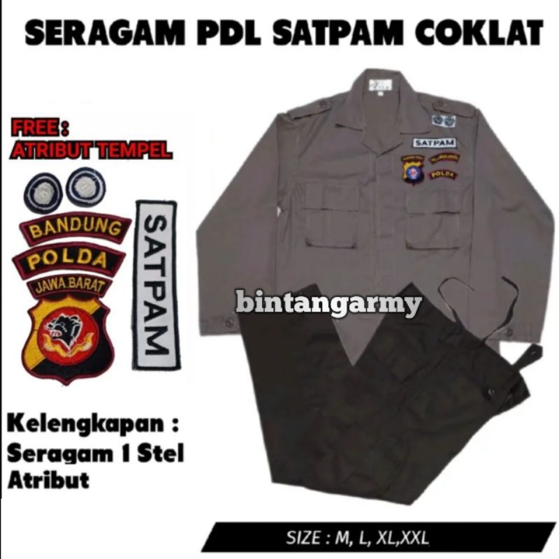 Jual Seragam PDL SECURITY / PDL COKLAT SATPAM POLis BARU + atribut ...