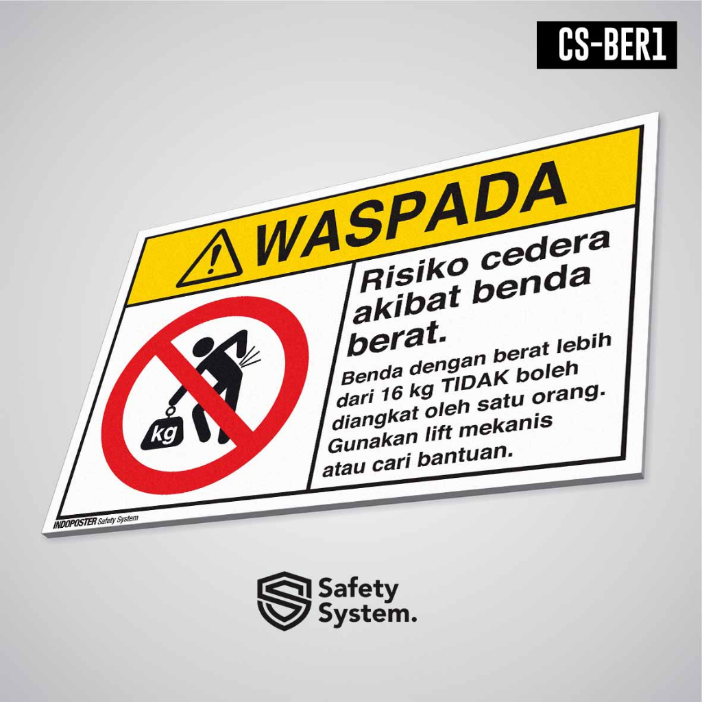 Jual Safety Sign Rambu K3 Pvc Ansi - Risiko Cedera Akibat Benda Berat ...