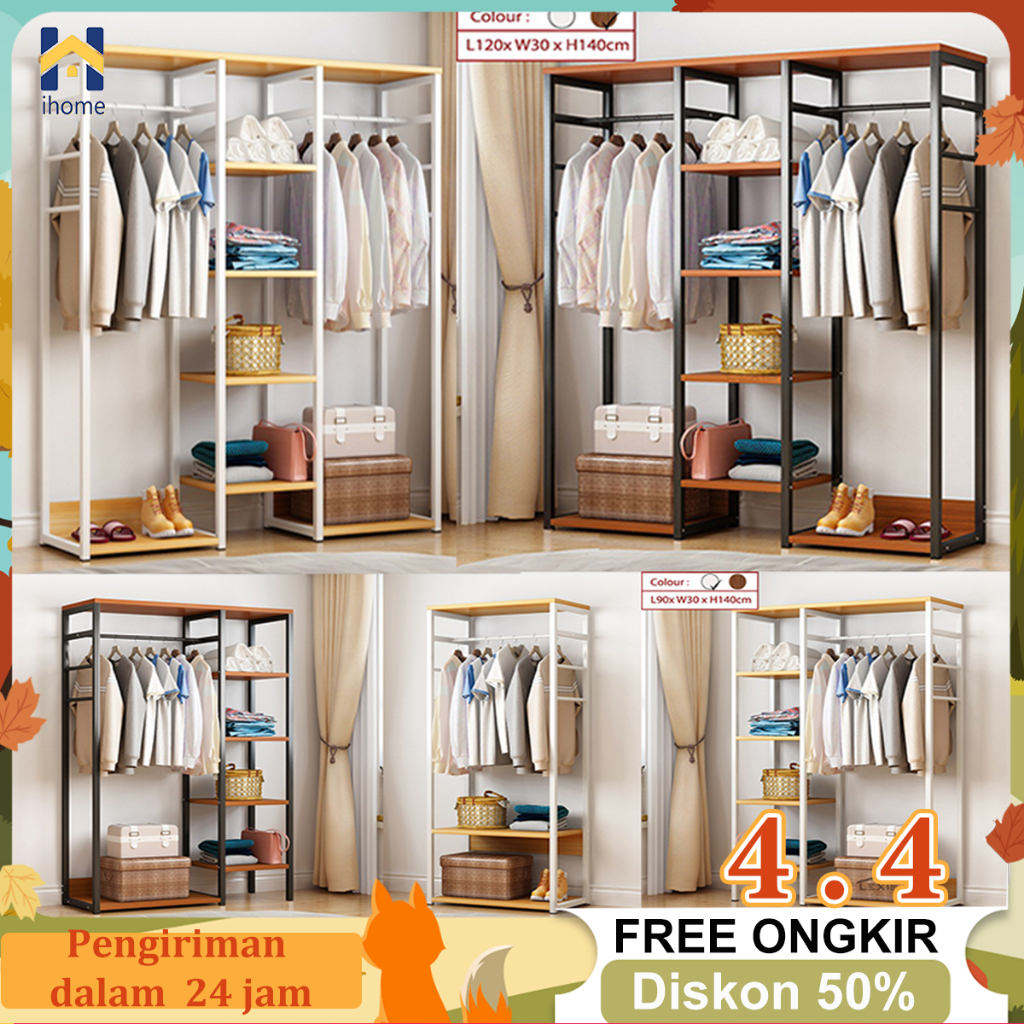Jual IH Rak Gantungan Baju Kayu Stand hanger kotak serbaguna Rak ...
