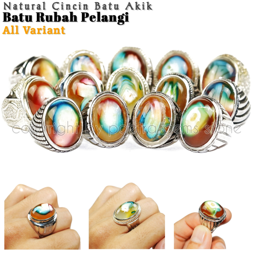 Jual Natural Cincin Batu Akik Rubah Pelangi All Variant | Shopee Indonesia