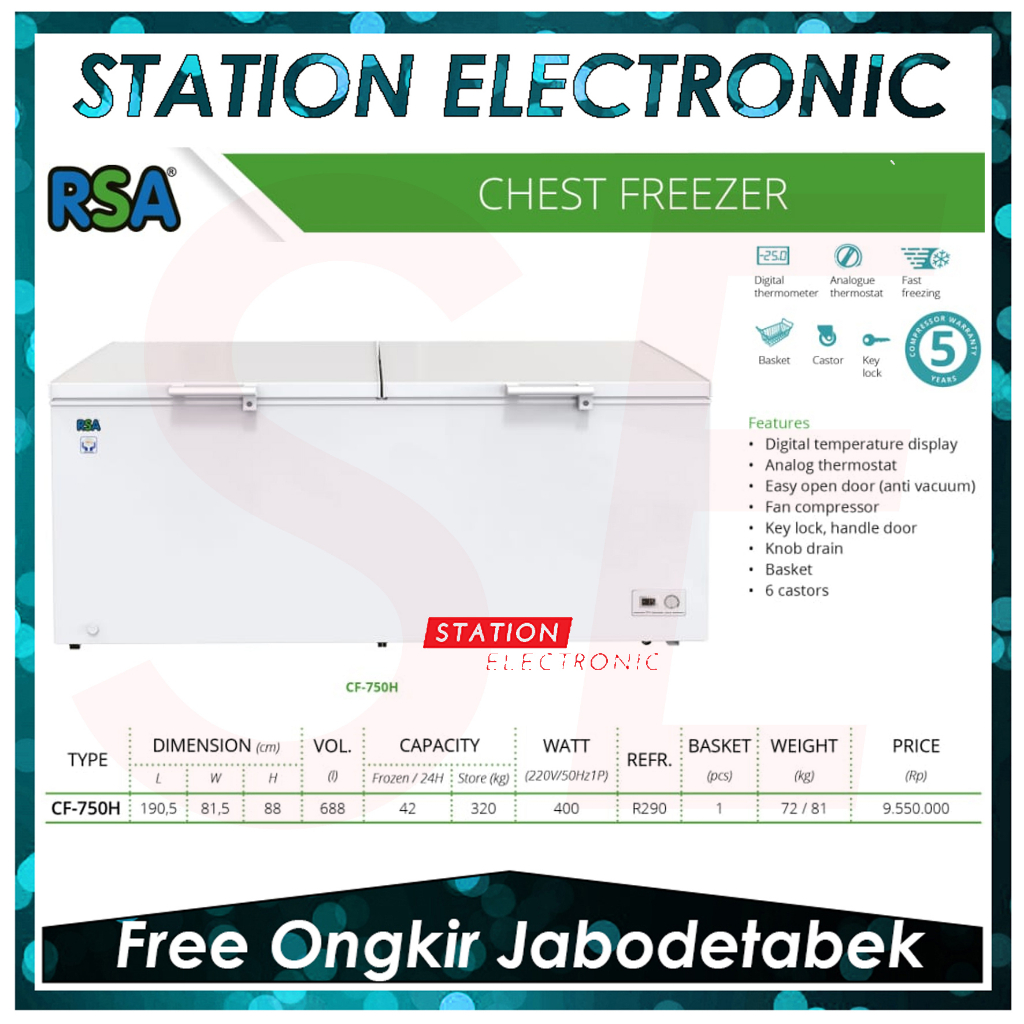 Jual Freezer Box RSA CF-750H Chest Freezer [Putih] CF750H - TIPE ...