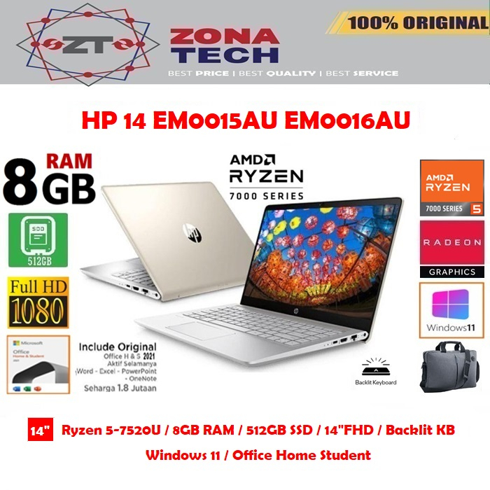 Jual HP 14 EM0015AU EM0016AU EM0034AU - Ryzen 5-5720U 8GB 512GB SSD ...