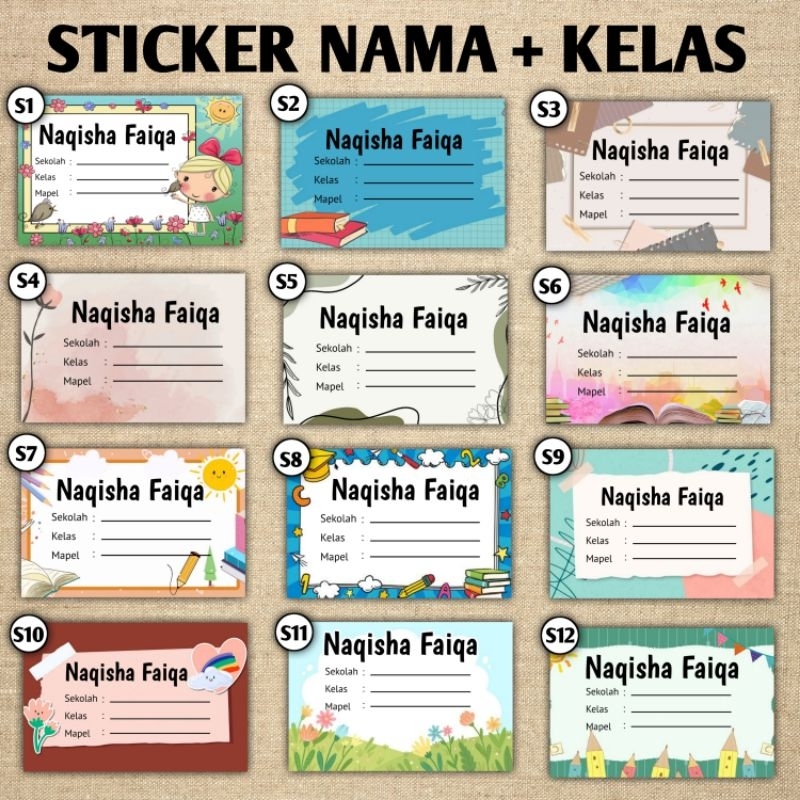 Jual STICKER NAMA/STICKER BUKU SEKOLAH/STICKER BOTOL MINUMAN/STICKER ...