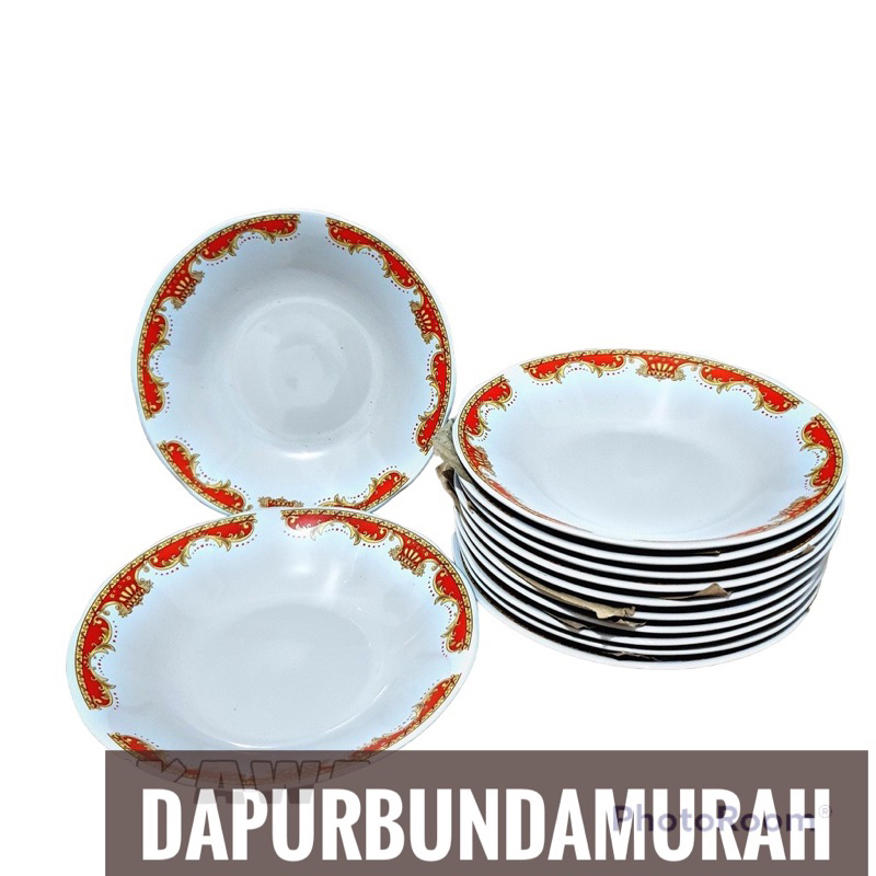 Jual 1 lusin LILIA 8 INCH PIRING MAKAN MAHKOTA MERAH PIRING KERAMIK ...