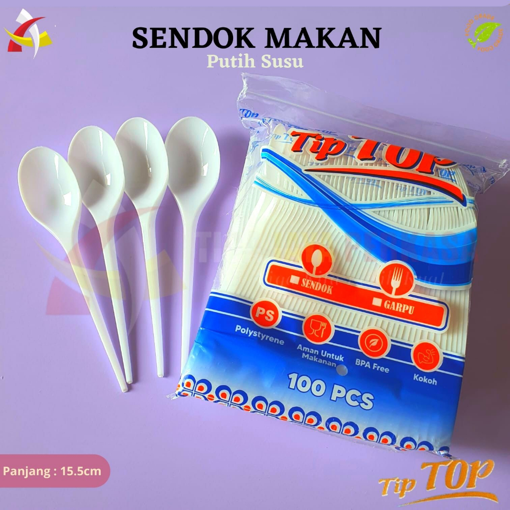 Jual Sendok Makan Tip Top Putih Susu / Sendok Makan Plastik / Plastic ...