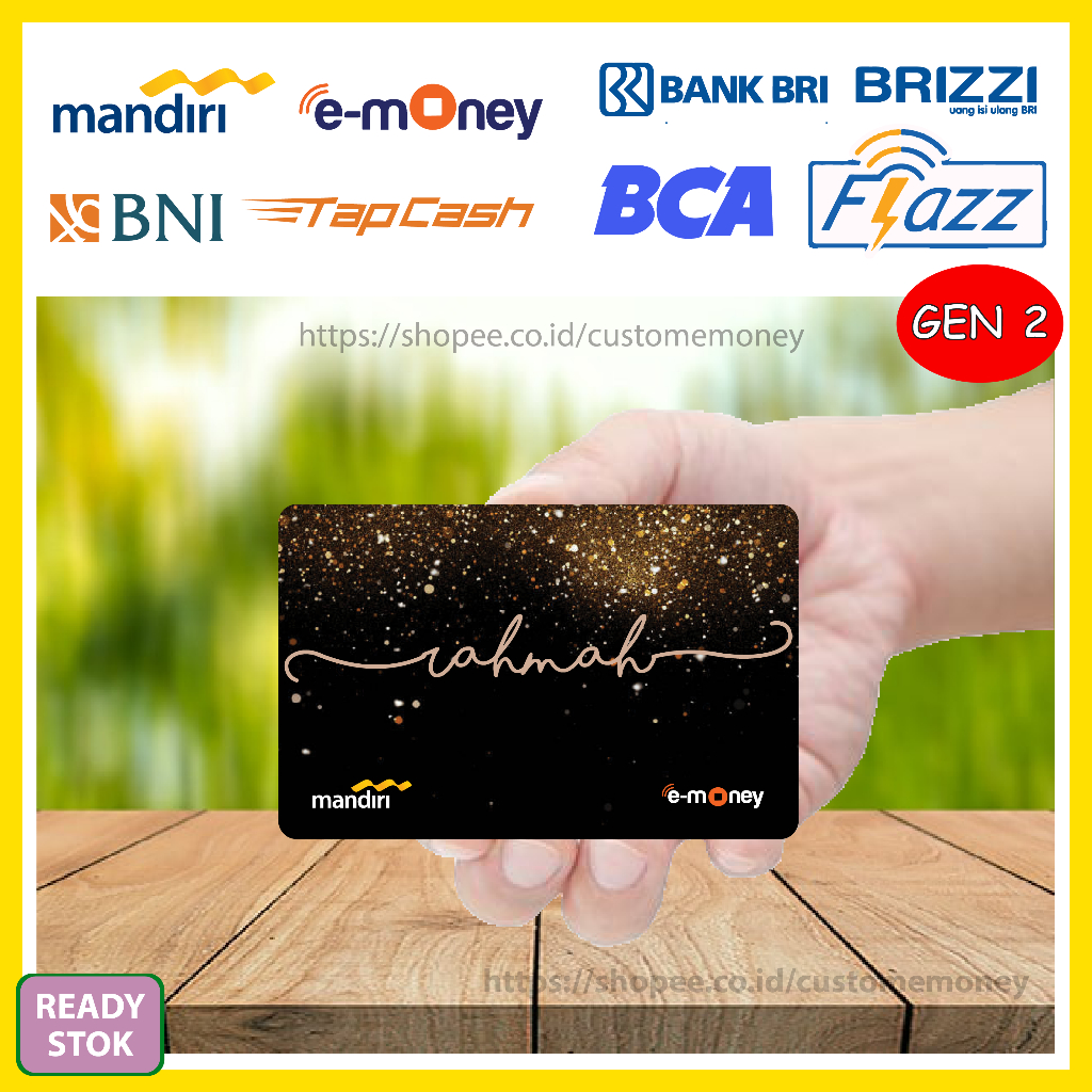 Jual KARTU EMONEY DESIGN CUSTOM NAMA BLACK GLITER CREAM KARTU ETOLL E ...