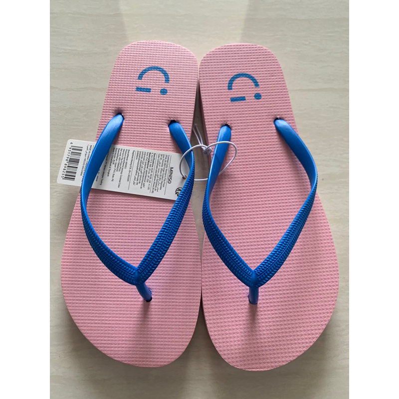 Jual sandal miniso flip flop series contrast color women sendal ...