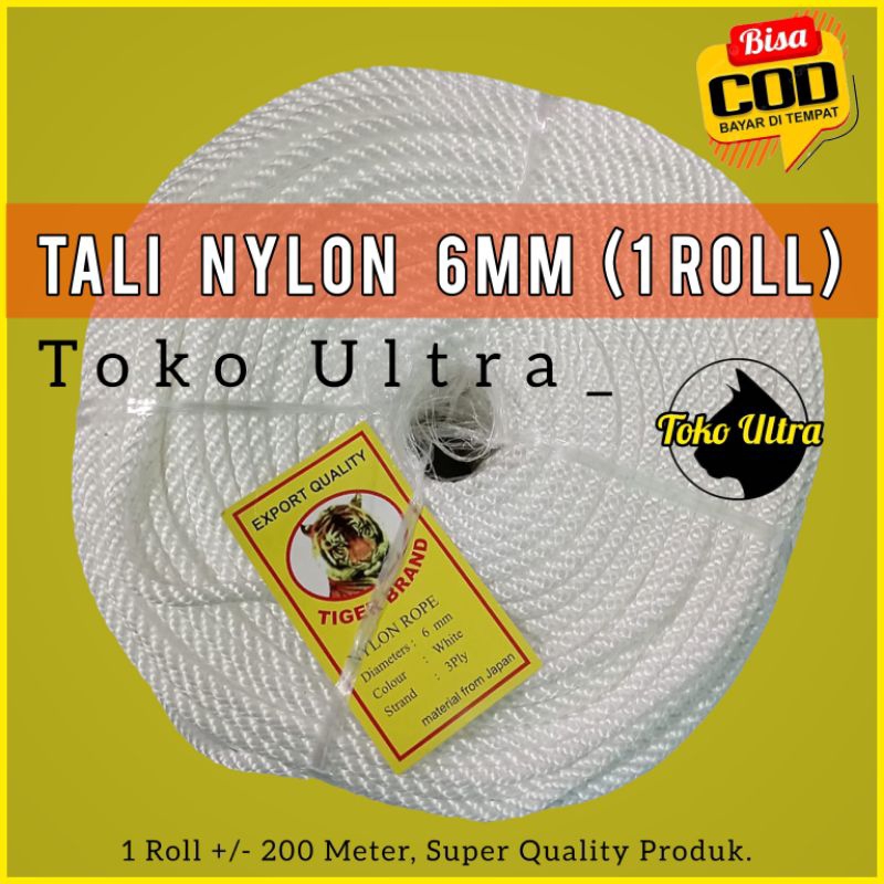 Jual TALI NYLON 6MM (1 ROLL) TAMBANG NILON 6MM / TALI NILON PUTIH ...