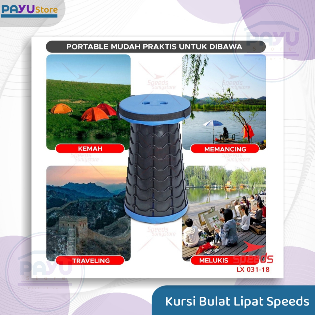 Jual [PY008] Kursi Bulat Lipat Portable Kursi 150kg Bangku Lipat ...