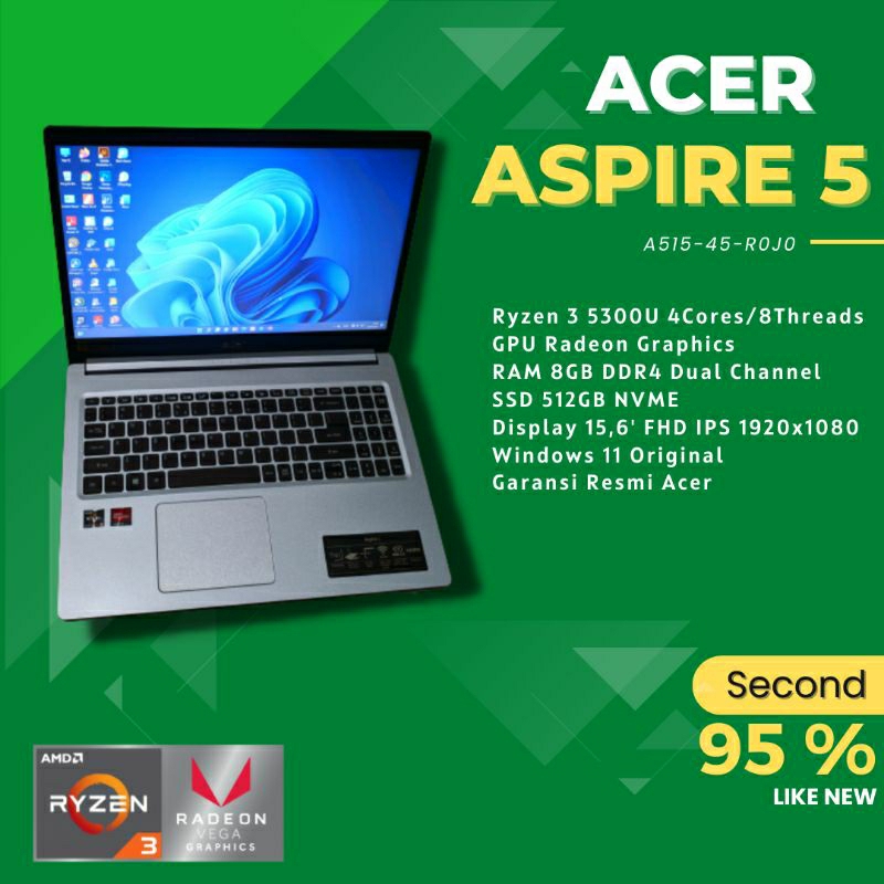 Jual Acer Aspire 5 Ryzen 3 5300U 8GB/512GB FHD IPS | Shopee Indonesia