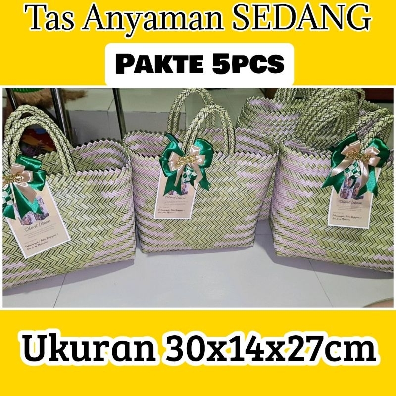Jual 5pcs Tas Anyam Plastik Lurik Size Sedang | Medium. Tas Belanja ...