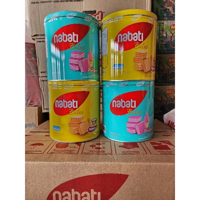 Jual NABATI RICHEESE BITES WAFER KALENG BISKUIT COKLAT KEJU AND WHITE ...