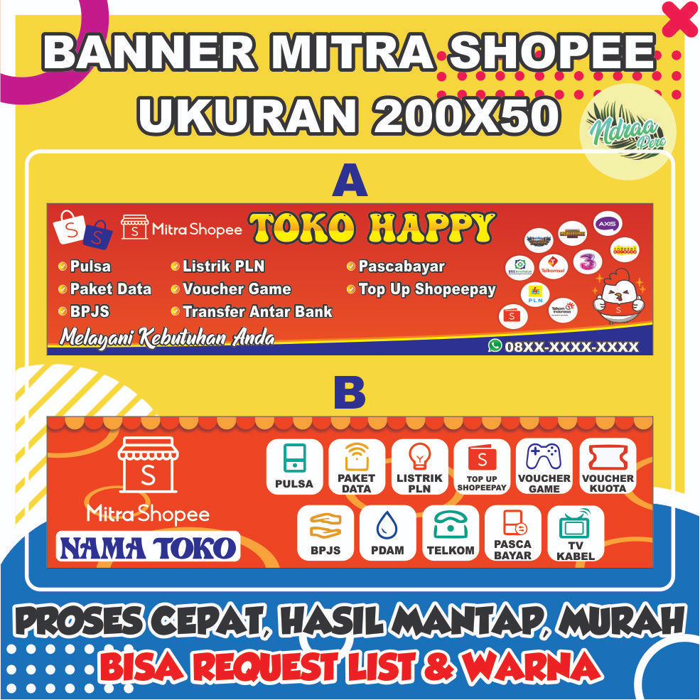 Jual Banner Mitra Shopee Ukuran 200X50 | Shopee Indonesia