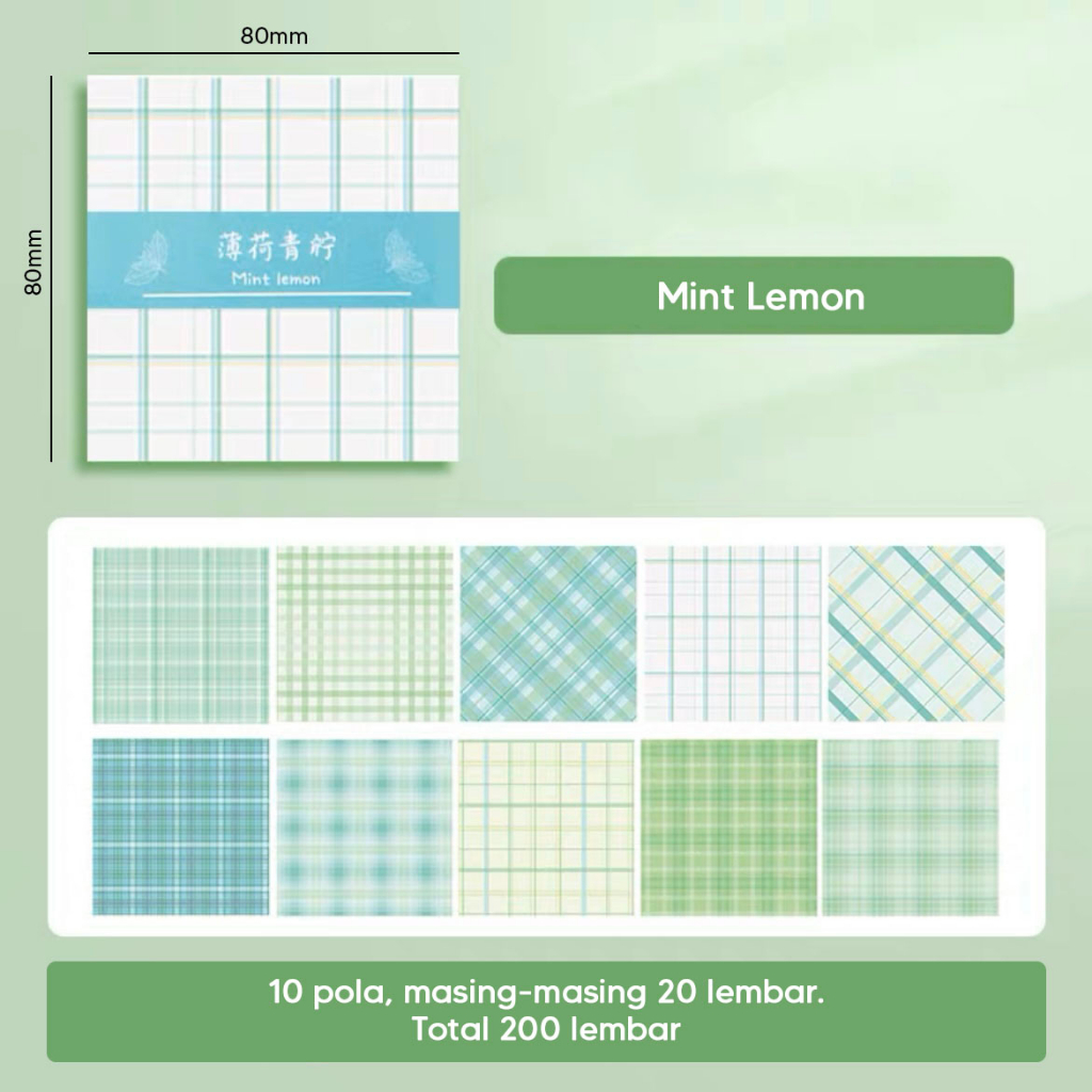 Jual 200 Lembar Memo Anti Lengket Motif Kotak Kotak Note Journal Pastel ...