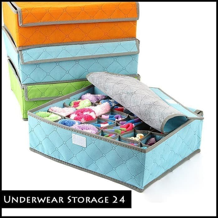 Jual Tempat simpan celana dalam Storage Box Organizer 24 CD Hijab ...