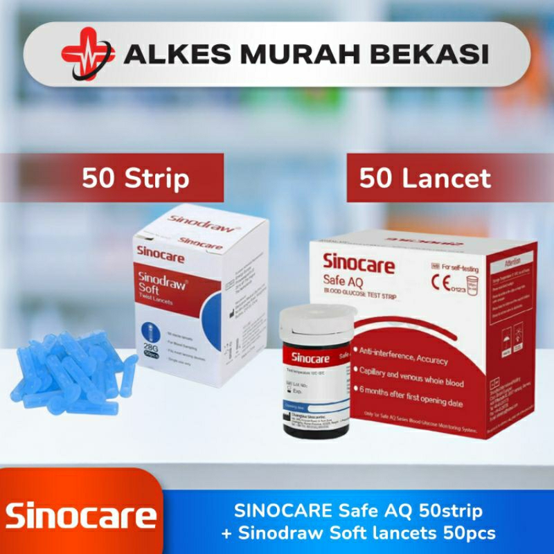 Jual SINOCARE Safe AQ 50strip + Sinodraw Soft lancets 50pcs | Shopee ...