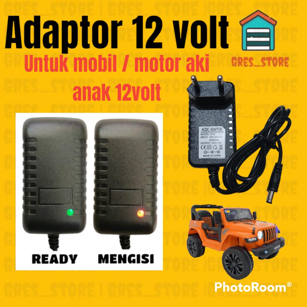 Jual ADAPTOR CHARGER 12 VOLT PLIKO MOBIL AKI MAINAN ANAK CAS MOTOR ANAK ...