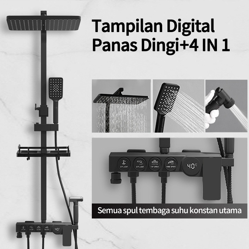 Jual Set Shower 4 in 1 Panas Dingin / hitam shower set 4 fungsi / Set ...