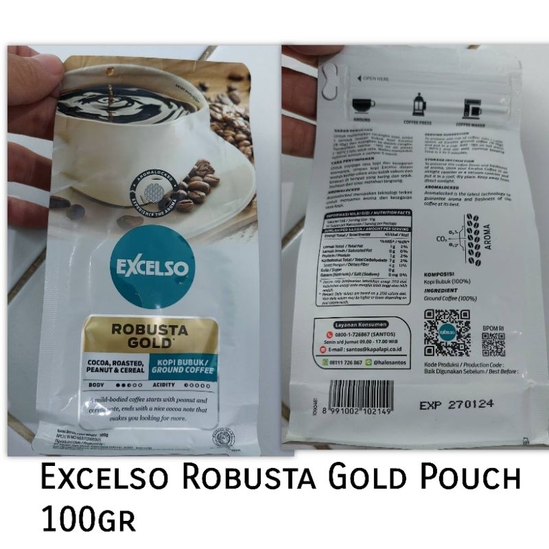 Jual Kopi Excelso Robusta GOLD pouch 100 GR [original] | Shopee Indonesia
