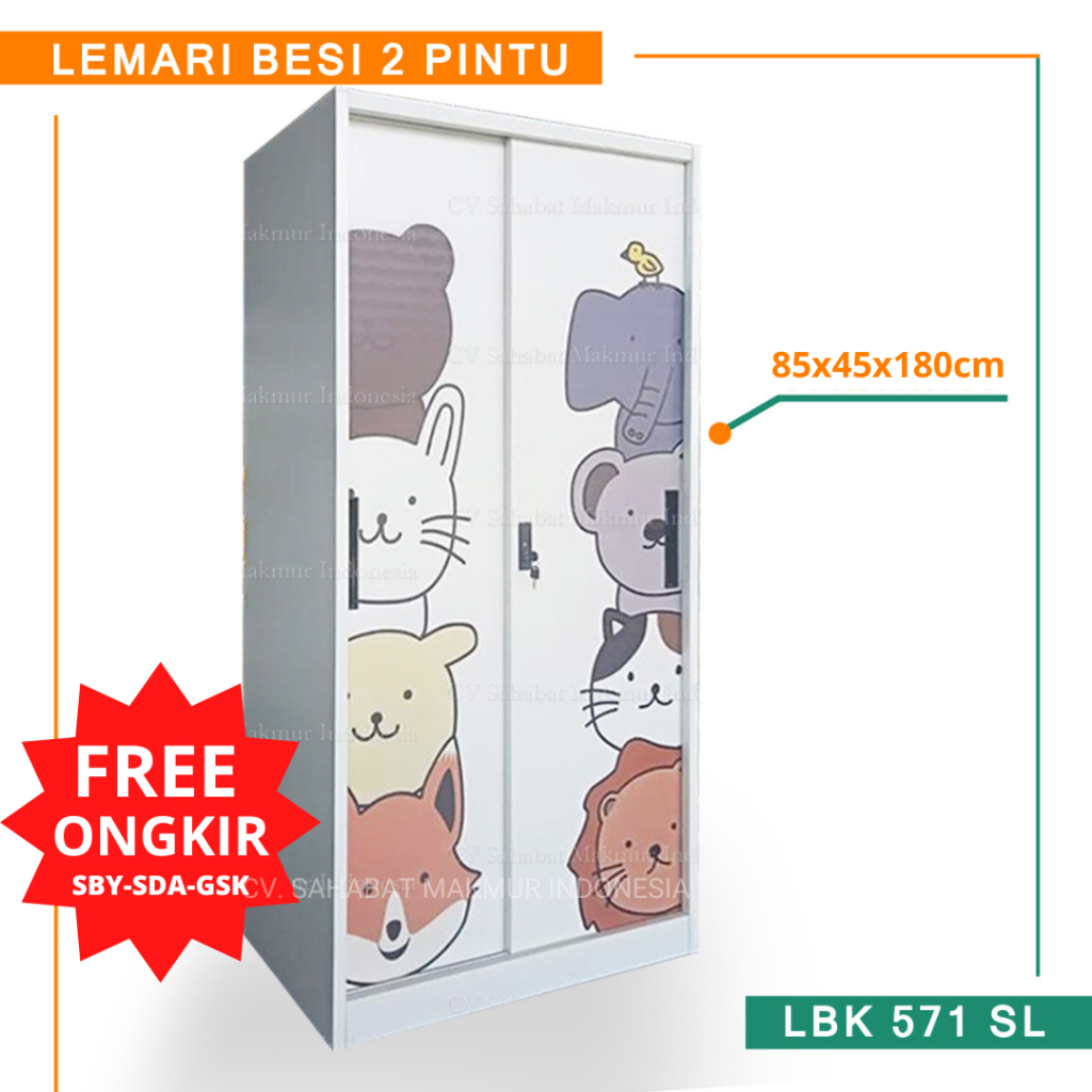 Jual lemari pakaian besi anak reguler, lemari pakaian besi sliding ...