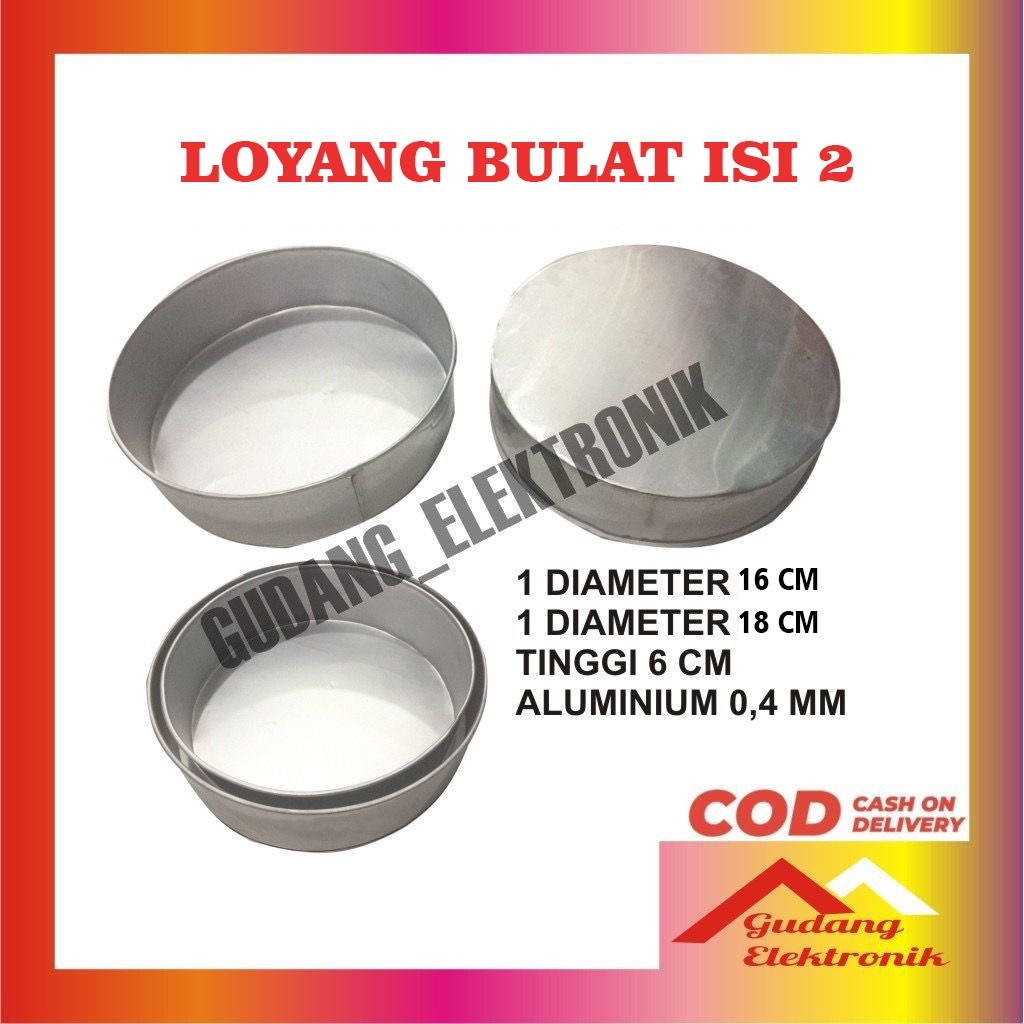 Jual Loyang Bulat Set Isi 2 Ukuran 16cm dan 18cm Tinggi 6cm Kue Cake ...