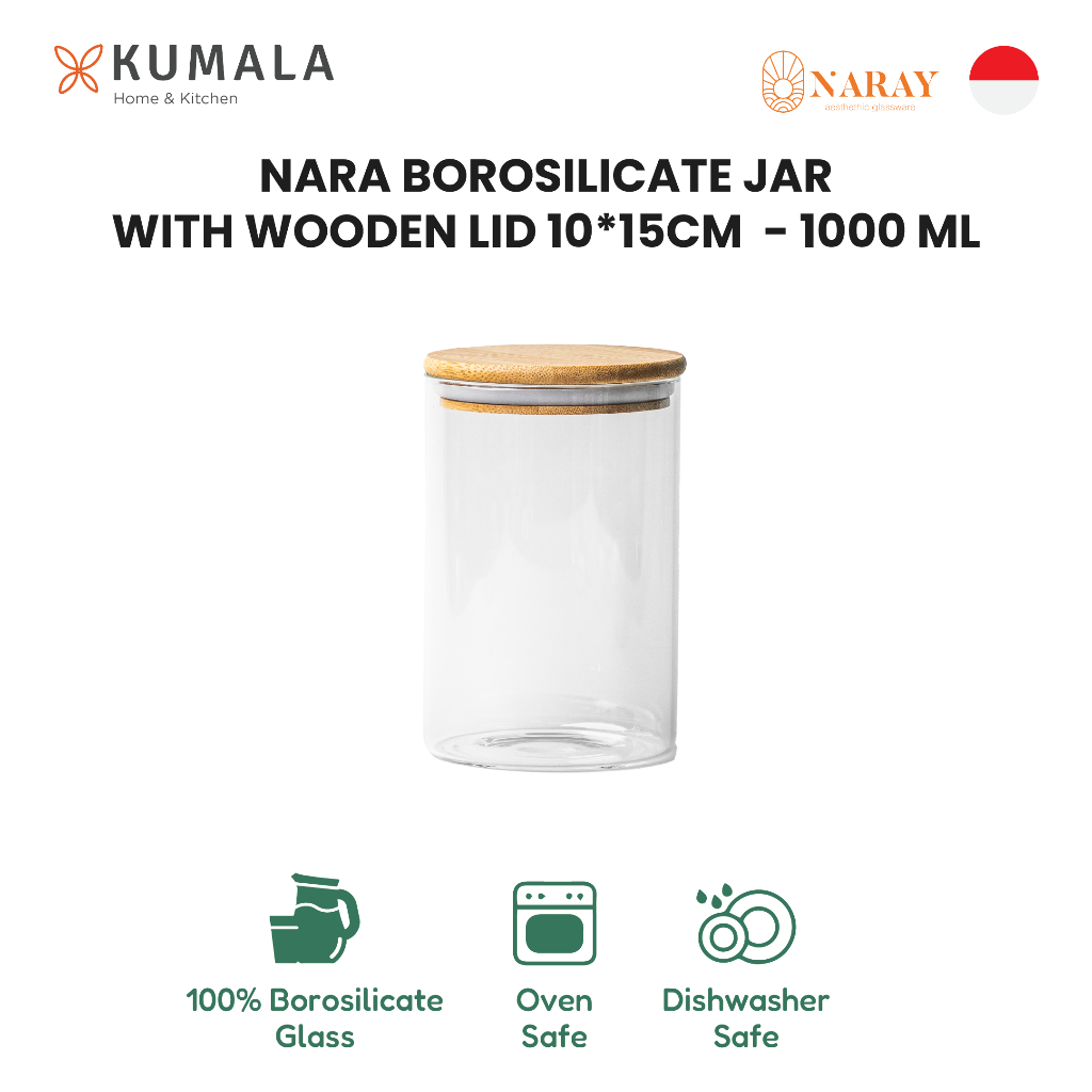 Jual NARAY Nara Borosilicate Jar Round Wooden Lids - 1 Pcs | Shopee ...