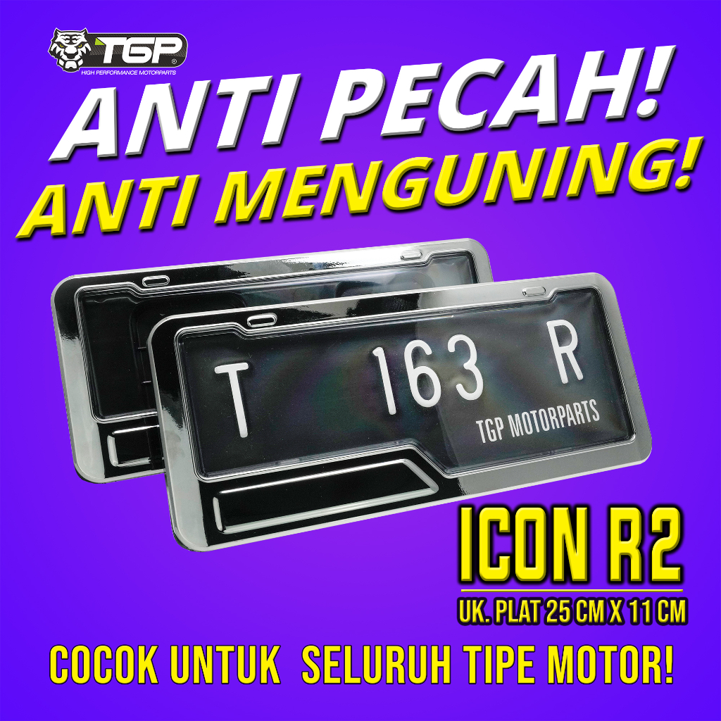 Jual Cover Plat Nomor Motor Icon Black Chrome dan White Aksesoris ...