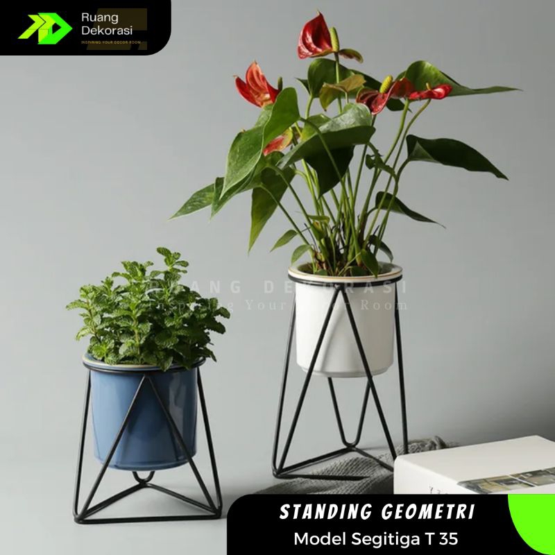 Jual Standing Pot Bunga Besi Minimalis Model Geometri Rak Bunga Besi ...