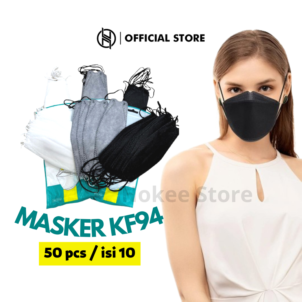 Jual KF94 MASK ISI 50PCS MASKER KF 94 PUTIH HITAM ABU 5 PACK | Shopee ...