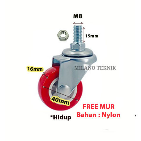 Jual Roda PVC 1.5 inch Screw+Mur (Hidup-Rem) CASTER Taiwan Troli Nylon ...