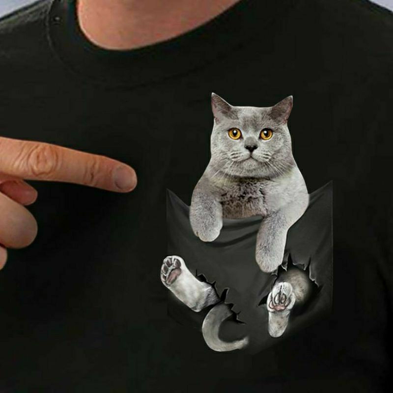 Jual KOAS TSHIRT MODEL SABLON SAKU KUCING AMERICAN CAT, BSH CAT CUT ...