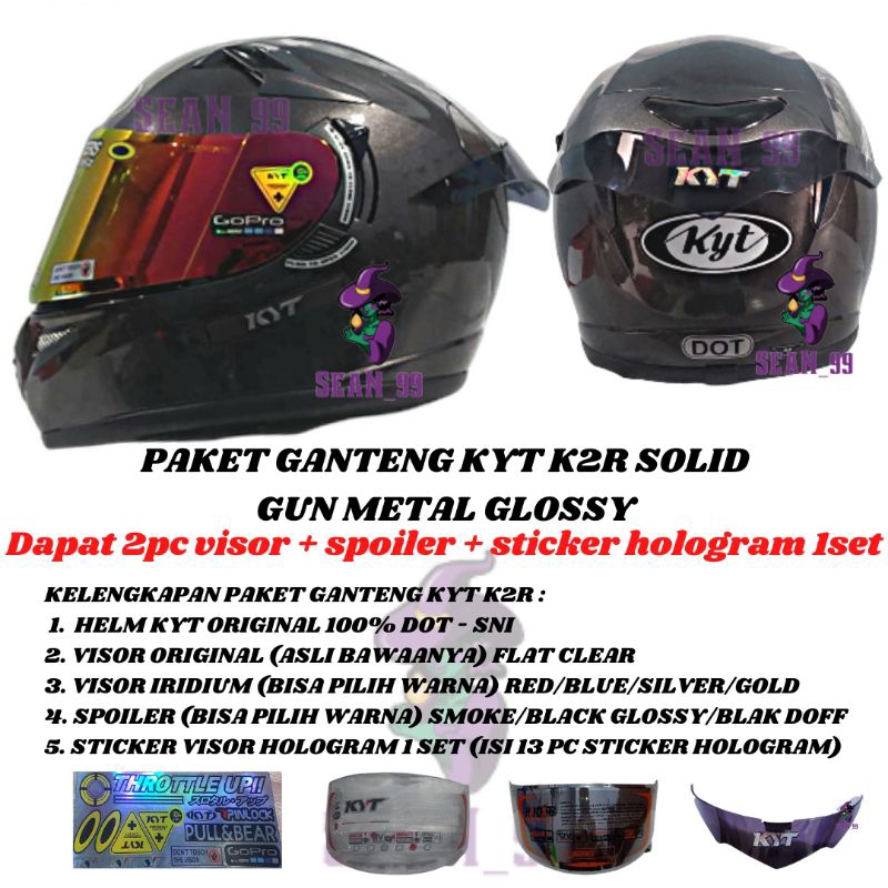 Jual HELM KYT K2R | K2 RIDER SOLID GUN METAL DOUBLE VISOR FULL FACE ...