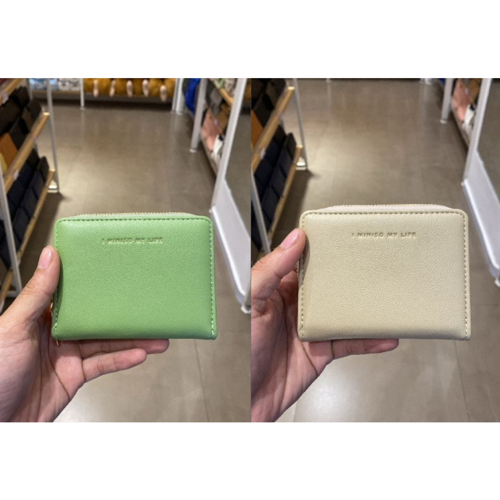 Jual MINISO OFFICIAL Multipurpose short wallet with golden letters ...