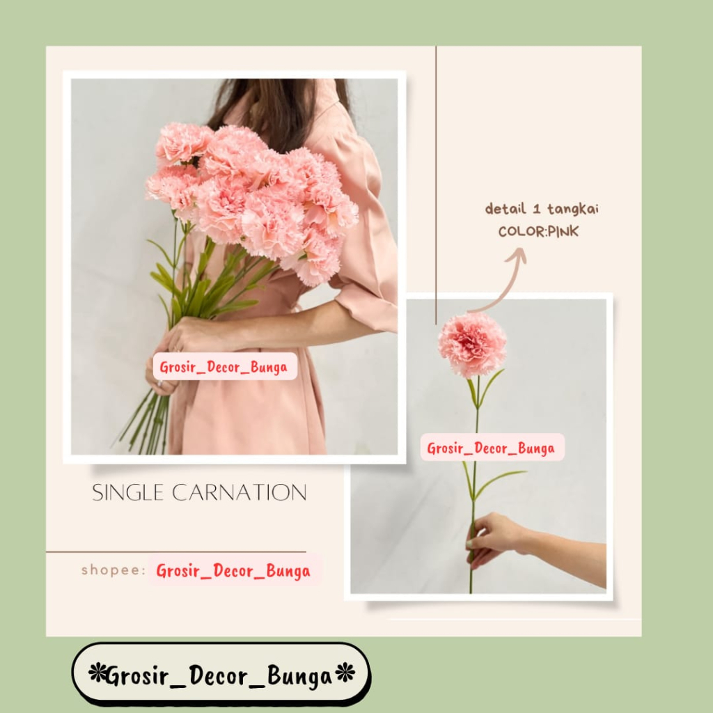 Jual (TT)SINGLE CARNATION BOUQUET X6 ARTIFICIAL FLOWER BUNGA PALSU ...