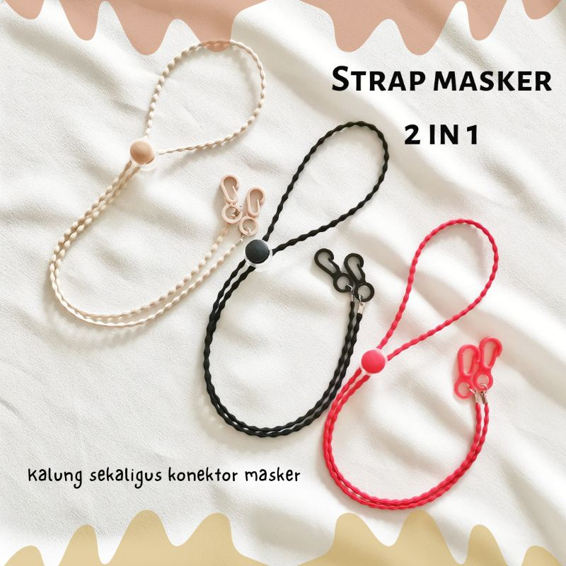 Jual (12 PCS/1 LUSIN) Strap Masker 2in1 Tali Korea Elastis Konektor ...