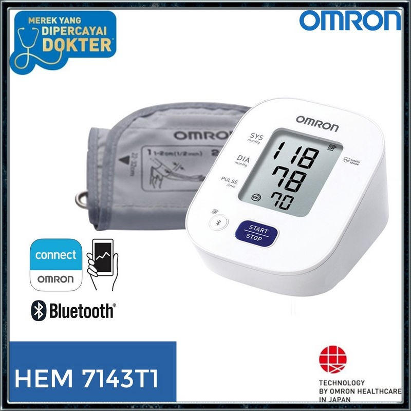 Jual OMRON HEM 7143T1 Tensimeter Digital + Connect Bluetooth | Shopee Indonesia