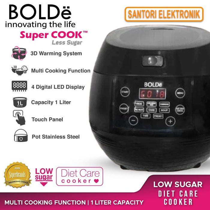 Jual RICE COOKER BOLDE SUPER COOK LESS SUGAR 1 LITER | Shopee Indonesia