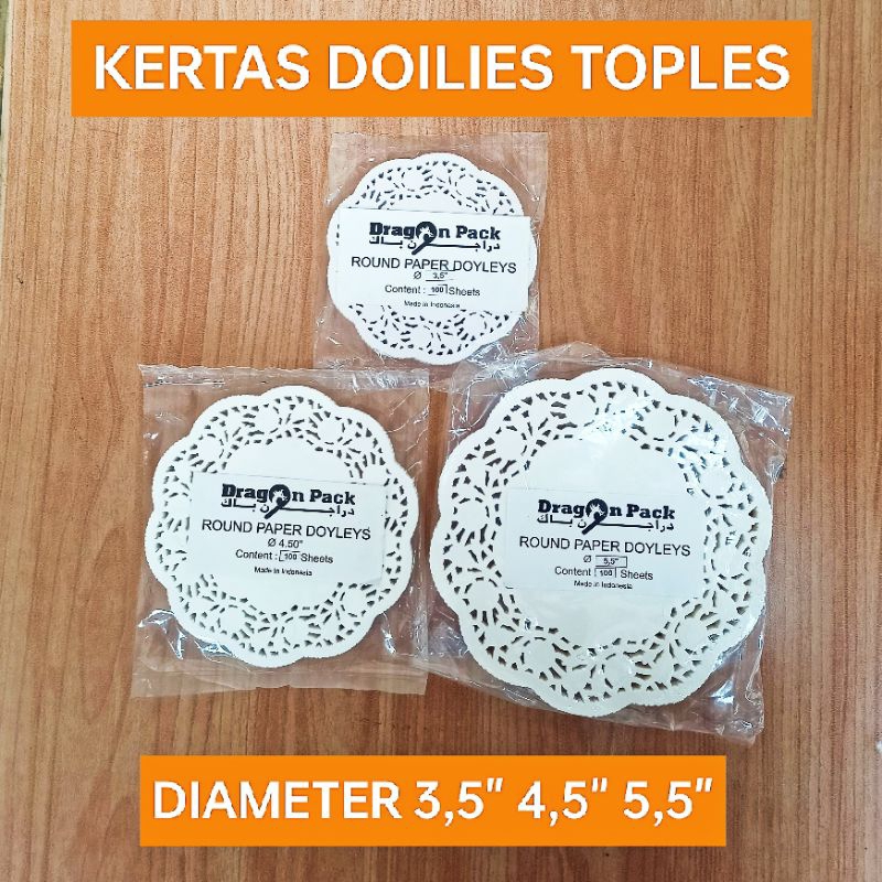 Jual KERTAS DOILIES PUTIH ALAS TOPLES UKURAN 3,5" 4,5" 5,5" ISI 100 ...