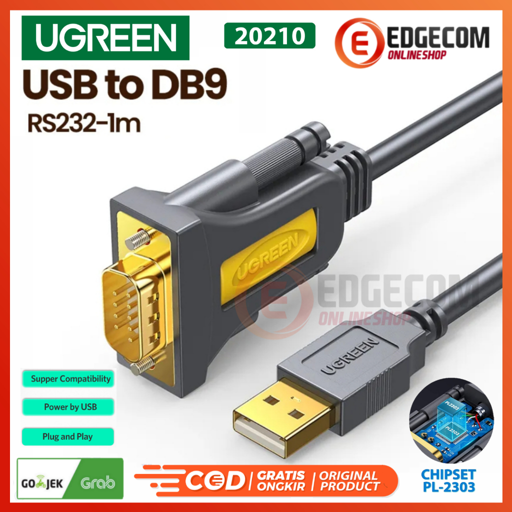 Jual UGREEN Kabel USB to Serial RS232 DB9 Male ORIGINAL | Shopee Indonesia