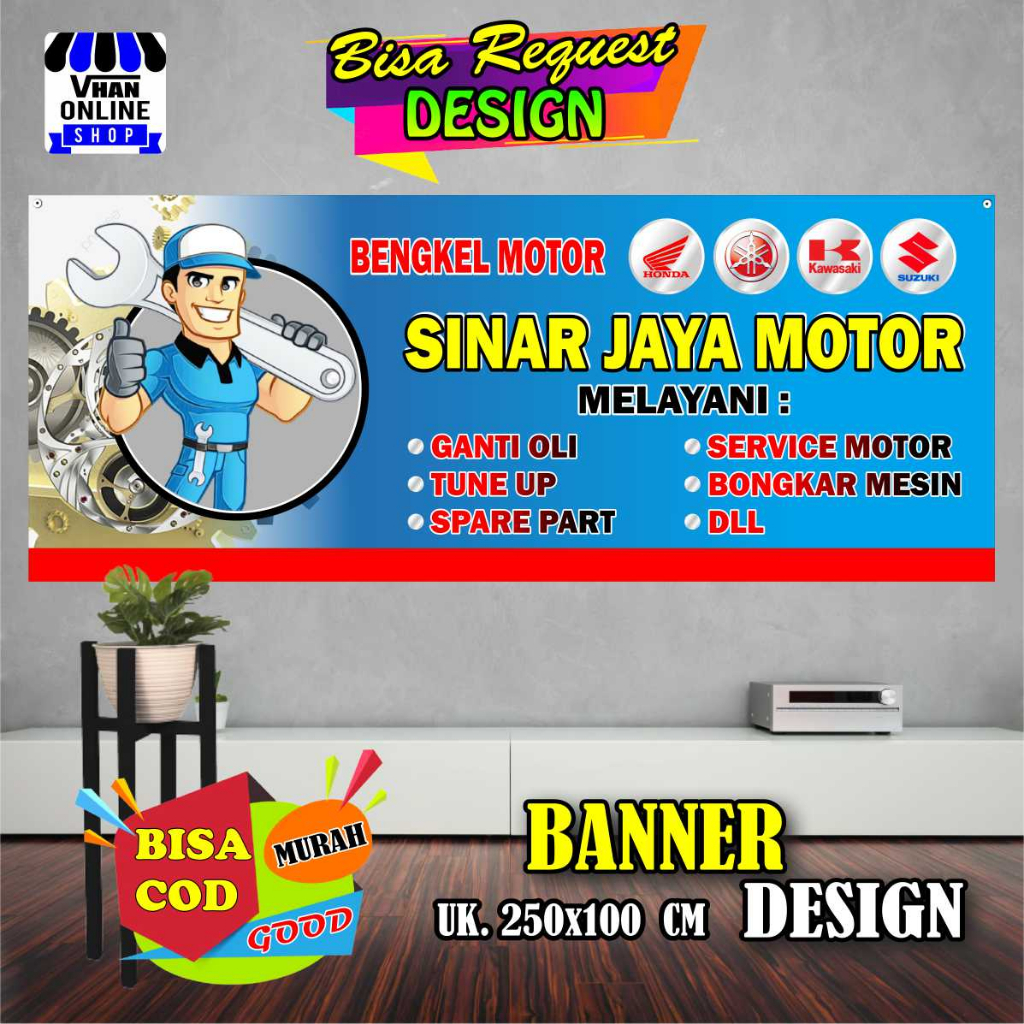 Jual Spanduk Toko Sparepart, Banner Bengkel Warna Biru, Keren Murah ...