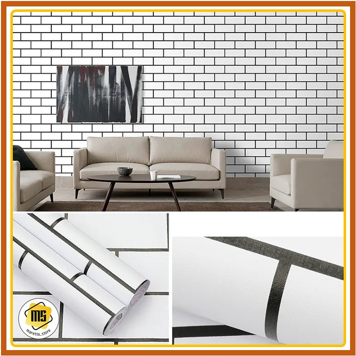 Jual Wallpaper Dinding Motif Batu Bata Wall Sticker Ukuran 45 cm x 8 ...