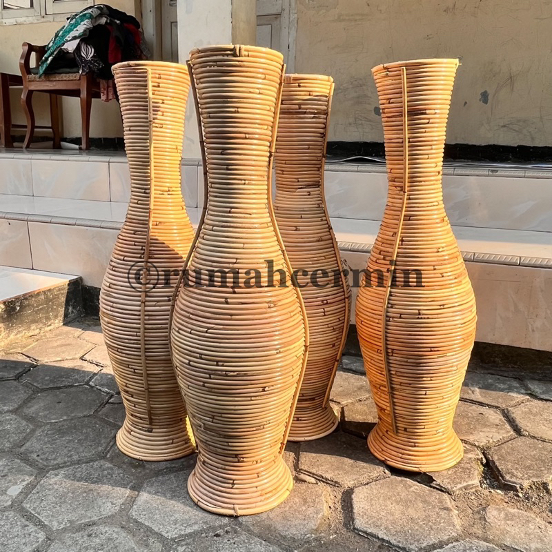Jual Guci Rotan / Vas Bunga Rotan / Tempat Bunga Kering / Pot Guci ...
