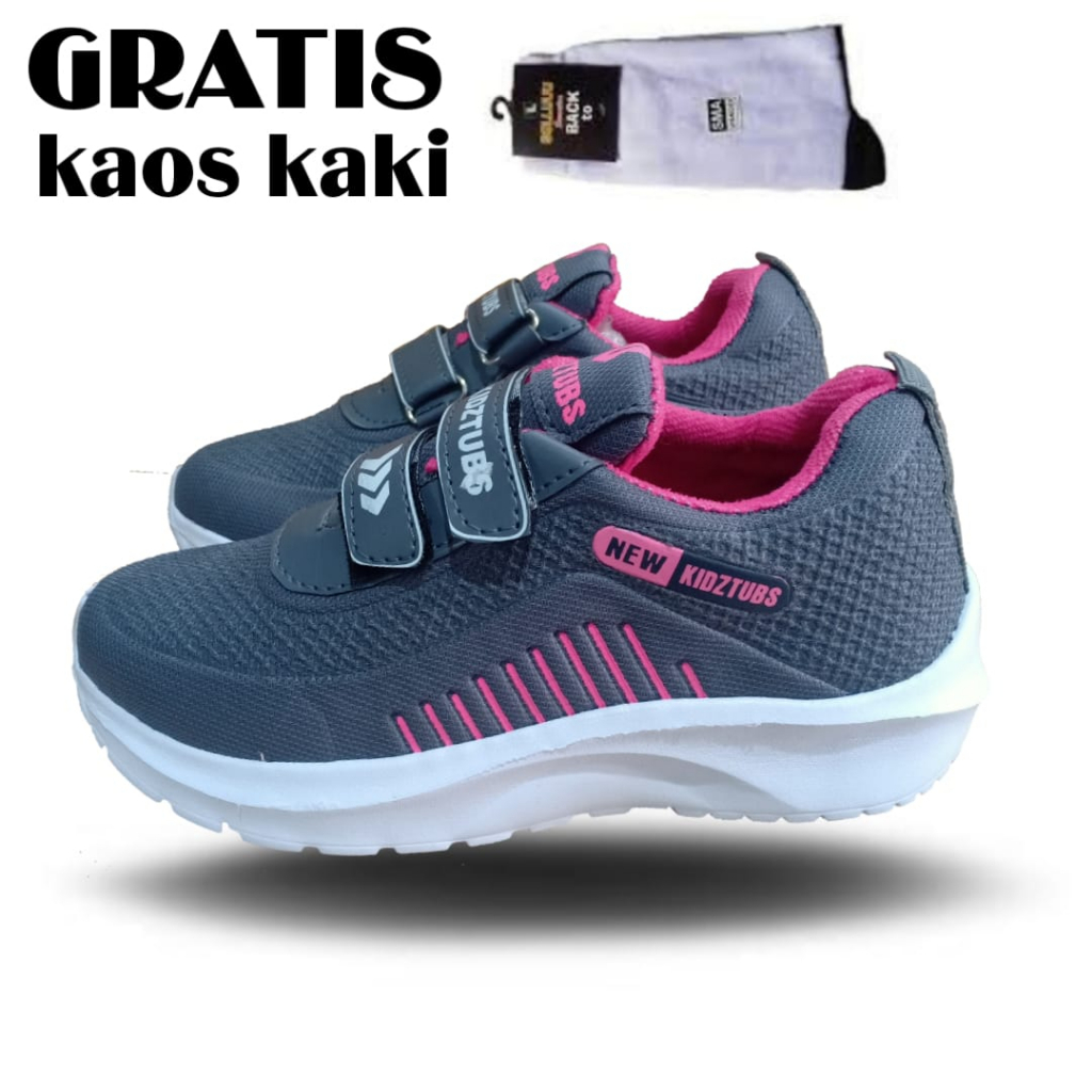 Jual Sepatu Sekolah Anak Perempuan Cewek Warna Hitam Murah Tali Perekat Rekat Kecil Tanggung ...