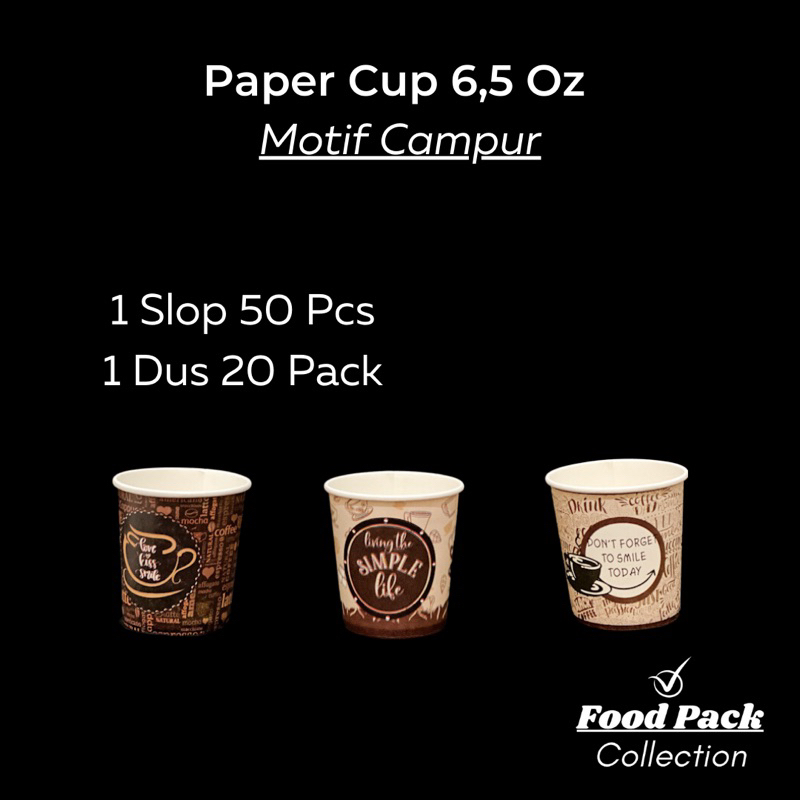 Jual Hot Paper Cup 6,5 Oz Motif 50 Pcs / Gelas Kertas Kopi Panas | Shopee Indonesia