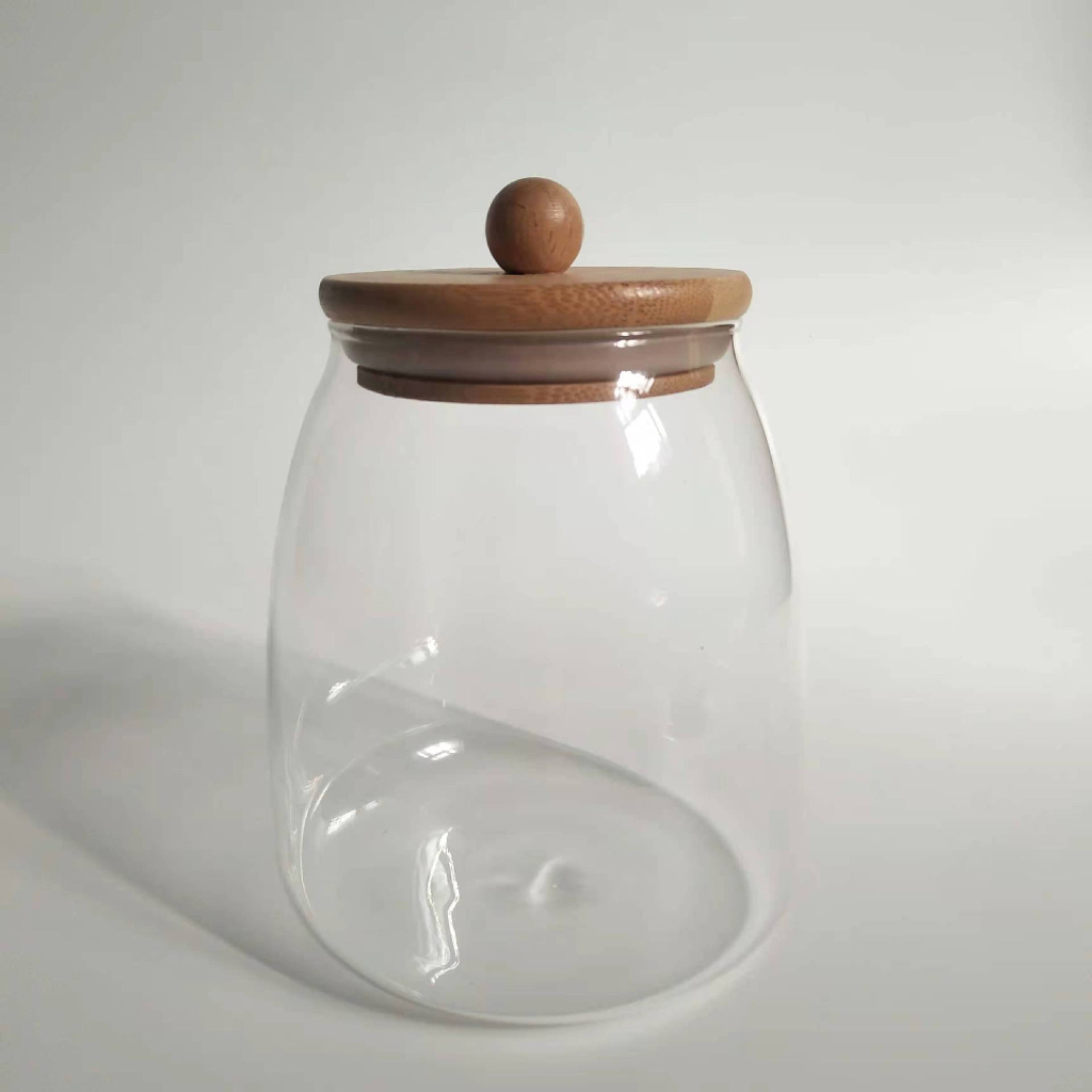 Jual Addplus Toples Kaca Tutup Kayu Toples Kaca Bulat Tutup Bambu Kedap ...