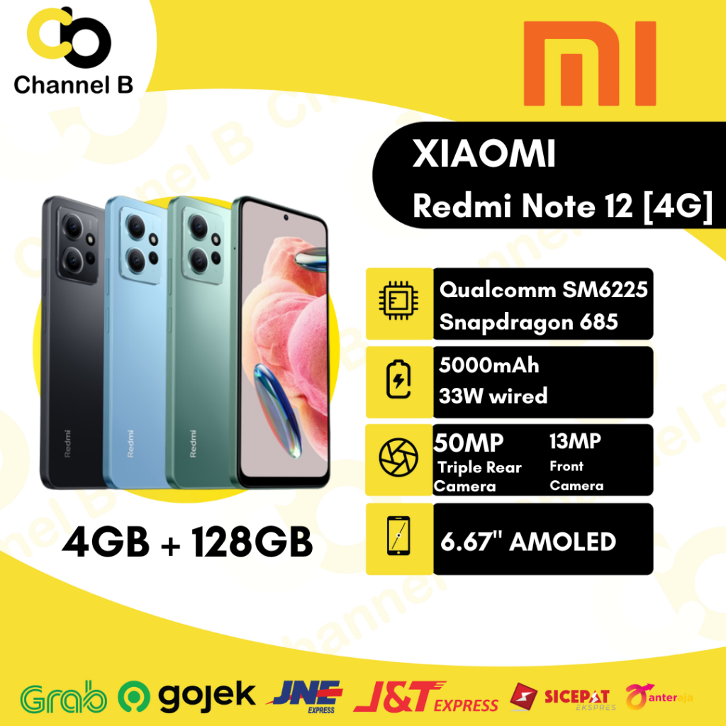 Jual Xiaomi Redmi Note 12 (4G) - Smartphone [ Ram 4GB / 128GB ...