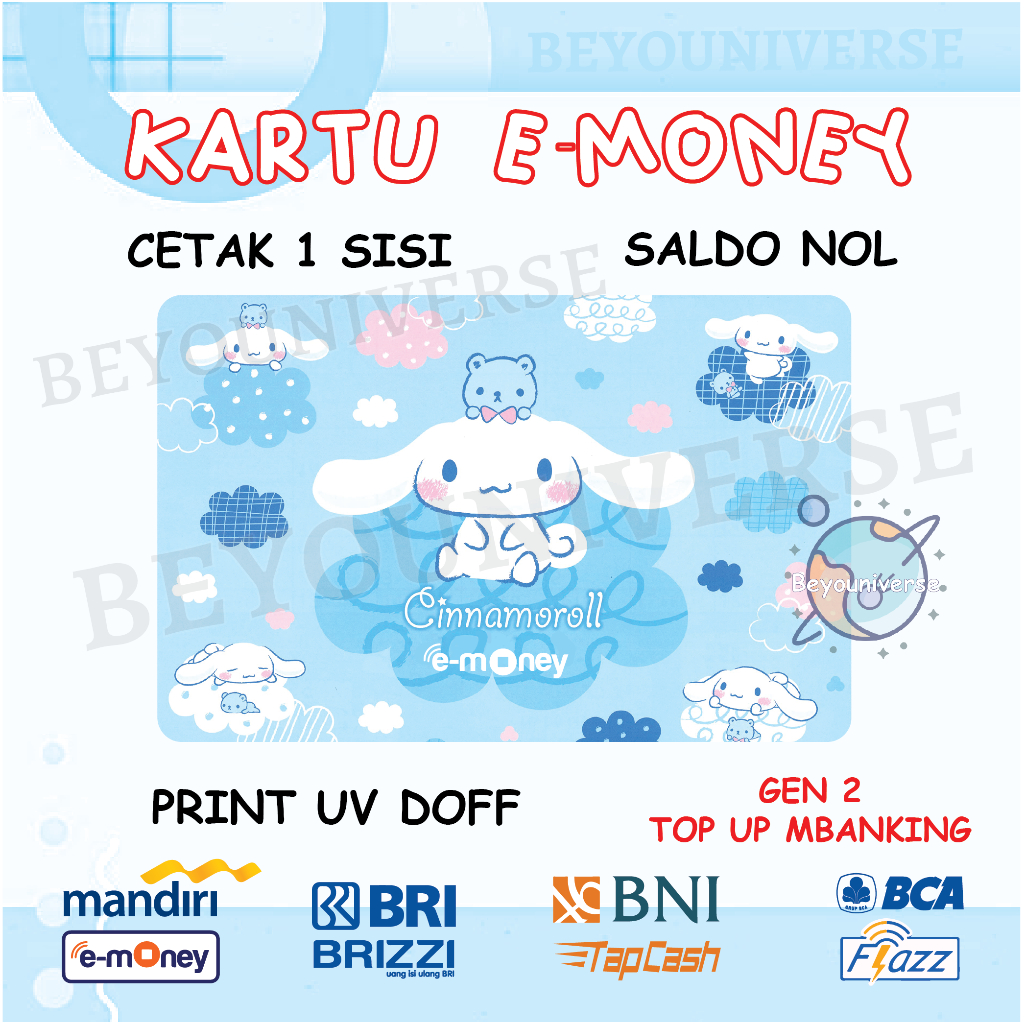 Jual Emoney Custom Etoll Cinnamoroll Sanrio Cute Kartu Mandiri E-money ...
