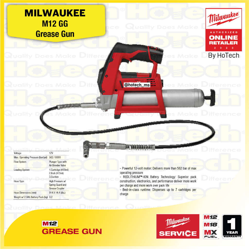 Jual MILWAUKEE M12 GG | Grease Gun | Hot Gun (Unit Only) | Shopee Indonesia