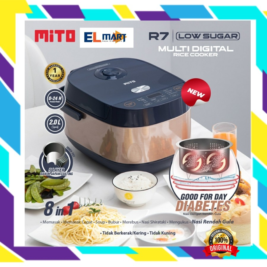 Jual Digital Rice Cooker Magic Com Mito R7 Glow 2 Liter 8 in 1 Magic ...