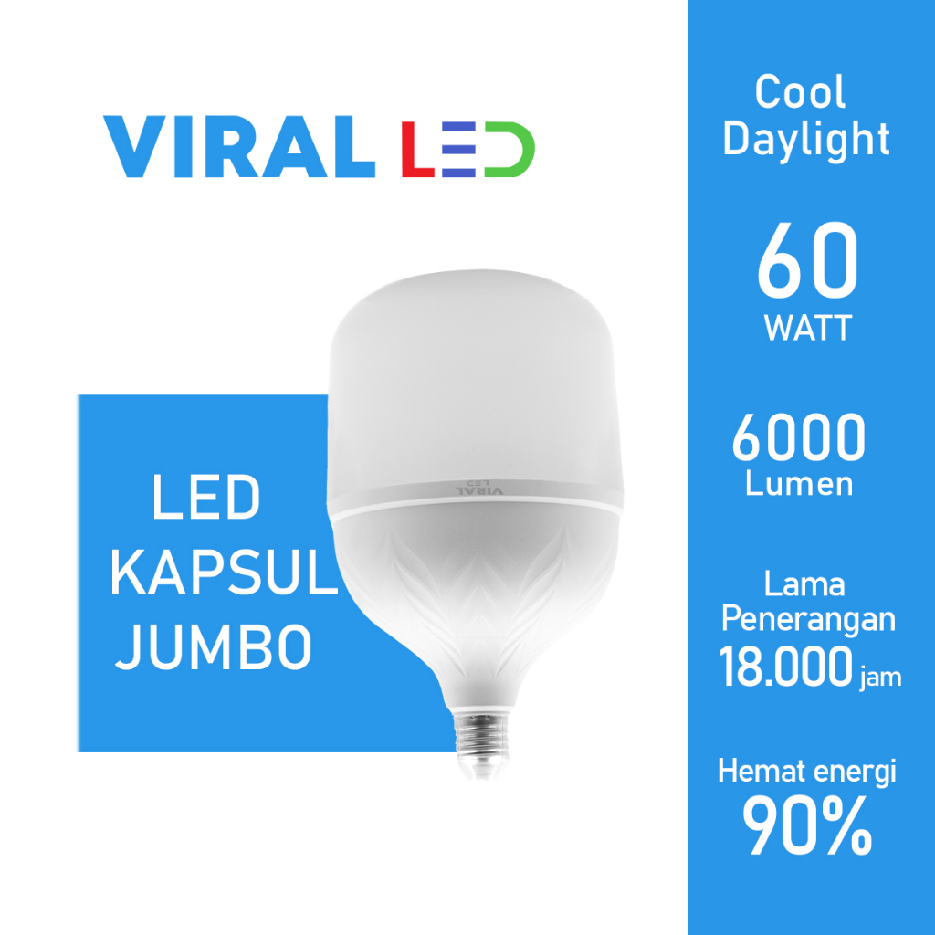 Jual VIRAL Lampu LED Kapsul Jumbo 60 Watt Hemat Energy - Cahaya Putih | Shopee Indonesia